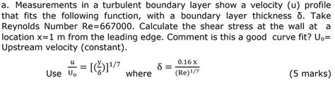 solved measurements in a turbulent boundary layer show a velocity u