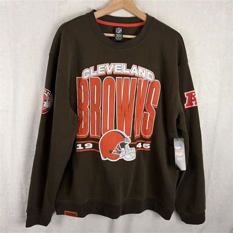 Cleveland Browns Nfl Team Retro Logo Crewneck Sweatshirt Size Xl Brown