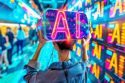 Premium Photo Neon Ai Signage In Urban Setting Digital Transformation Tech Innovation