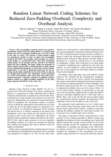 Pdf Random Linear Network Coding Schemes For Reduced Zero Padding