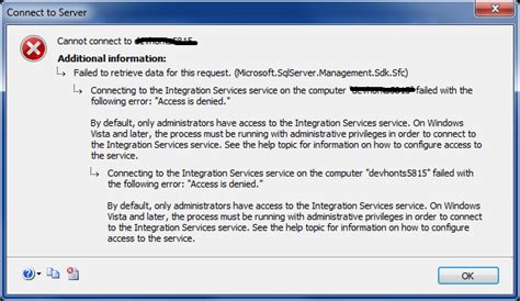 Connection To Sql 2012 Integration Services Using Ssms For Non Admin