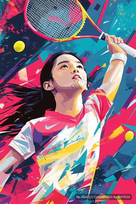 Ai创作图体育运动插画海报 个人原创插画运动员 网球运动插画 运动体育插画 运动员插画 比赛夺冠插画 运动馆插画 扁平运动系类插画 奥运插画 运动动感人物节日插画 轻纺城体育中心插画 希望渴望