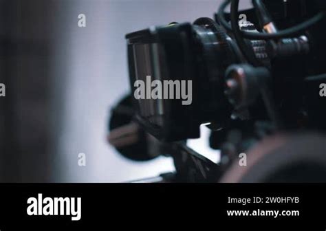 Anamorphic Lens On The Camera Filming And Filmmaking Professional Film Equipment Camera On