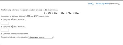 solved hint s check my work 1 remaining the following