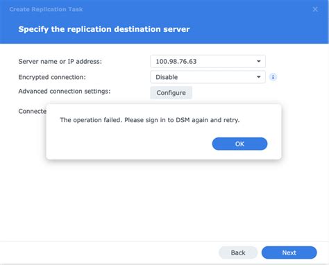 Snapshot Replication Error Rsynology