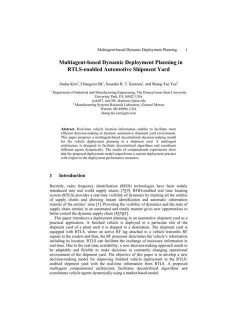 pdf multiagent based dynamic deployment planning in rtls enabled
