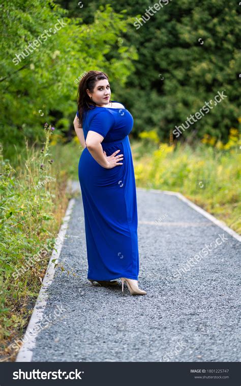 Sexy Plus Size Fashion Model Blue Stock Photo 1801225747 Shutterstock
