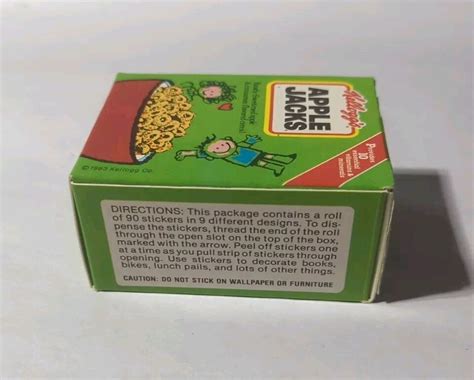 Vintage Rare 1983 Kelloggs Apple Jacks Mini Cereal Box W Sticker Roll