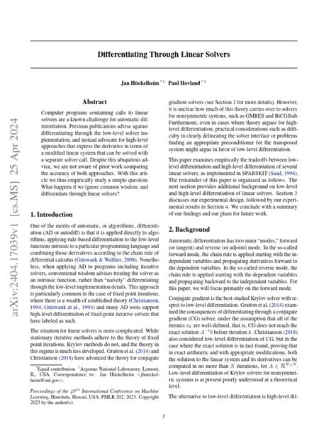 differentiating through linear solvers pdf derivative matrix
