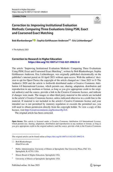 Pdf Improving Institutional Evaluation Methods Comparing Three Evaluations Using Psm Exact