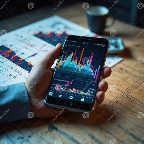 Application Of Smartphone With Business Graph And Analytics Data Stock Illustration