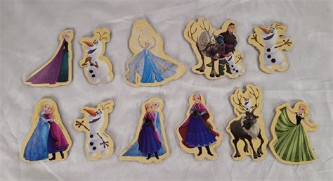 Frozen Magnet Set Elsa Anna Sven Olaf Kristoff Wood Magnets 4682497552