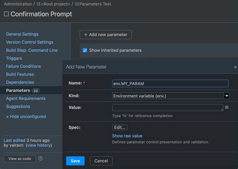 Create And Set Up Custom Parameters Teamcity On Premises Documentation