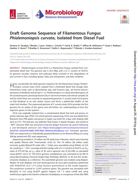 Pdf Draft Genome Sequence Of Filamentous Fungus Phialemoniopsis
