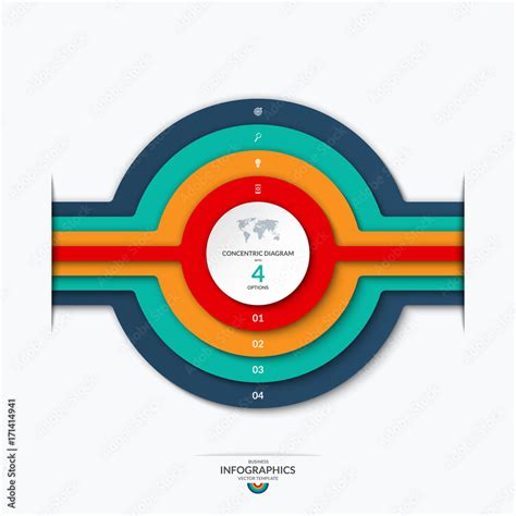 Concentric Circles Diagram For Infographics Vector Banner With 4