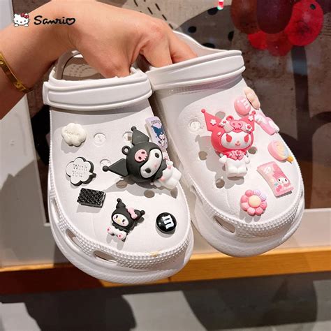 산리오 만화 신발 꽃 여성 신발 버클 귀여운 헬로 키티 Diy 어린이 Led 신발 액세서리 장식 패션 7 개 14 개 Aliexpress
