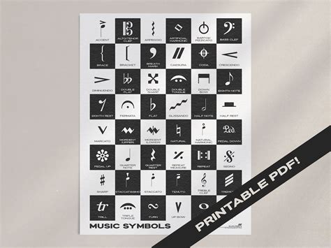 Music Symbols Chart Music Terms Printable Digital Download Etsy