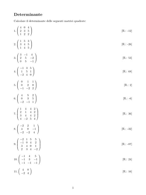Esercizi Determinante Pdf