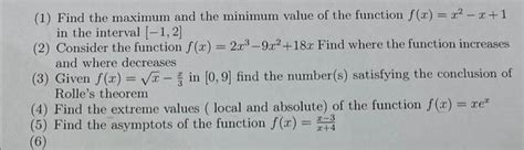 solved 1 find the maximum and the minimum value of the