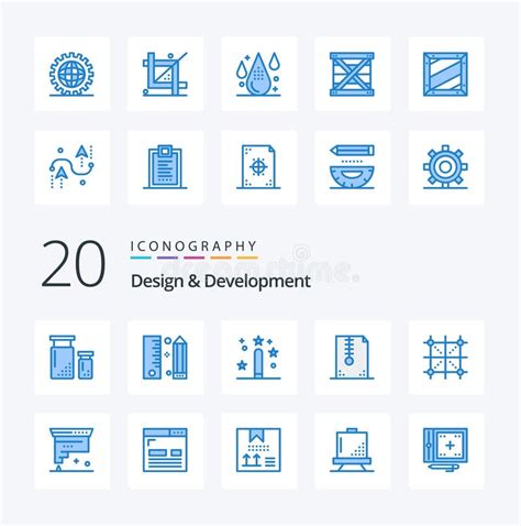 20 Design Development Blue Color Icon Pack Like Compressed Archive