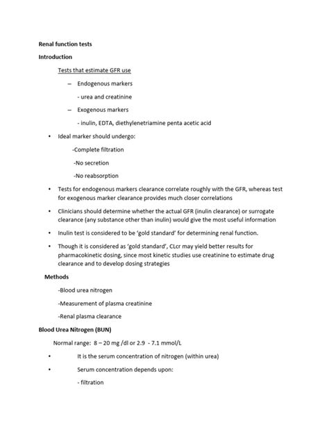 Renal Function Tests Pdf