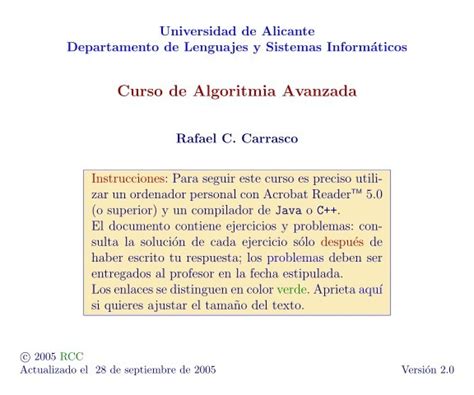 Pdf De Programación Curso De Algoritmia Avanzada