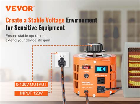 Vevor 2000va Auto Variable Voltage Transformer 15 3 Amp 110v Input 0 130v Output Ac Voltage
