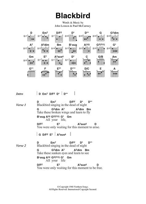 Blackbird By The Beatles Guitar Chords Lyrics Guitar Instructor
