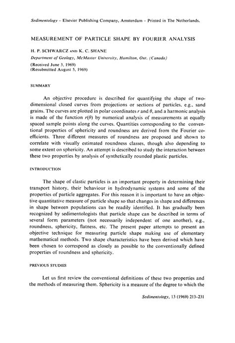 PDF Measurement Of Particle Shape By Fourier Analysis