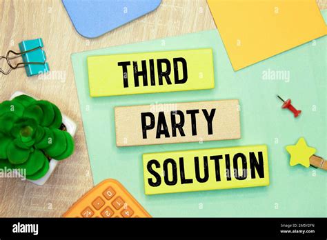 Closeup On Businessman Holding A Card With Third Party Solution Message Business Concept Image