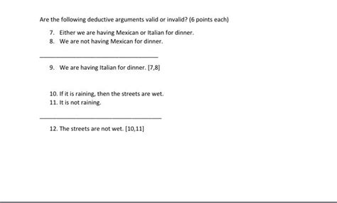 are the following deductive arguments valid or