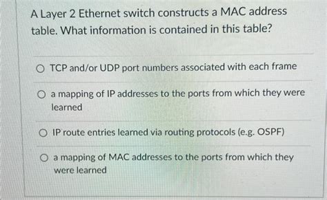 Solved A Layer Ethernet Switch Constructs A MAC Address Chegg