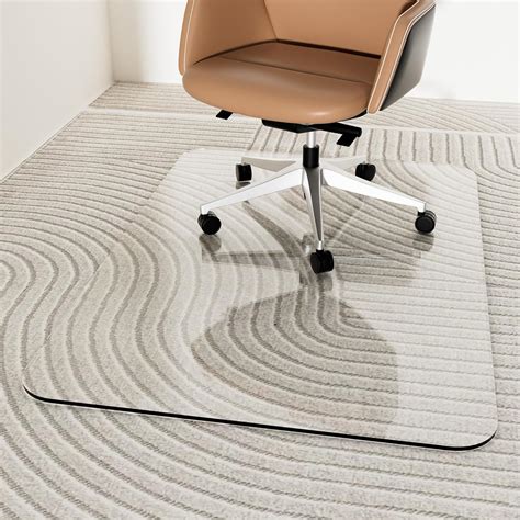 Tcyzest Tempered Glass Chair Mat 48 X 3215 Thick For Office Deskrolling Chair