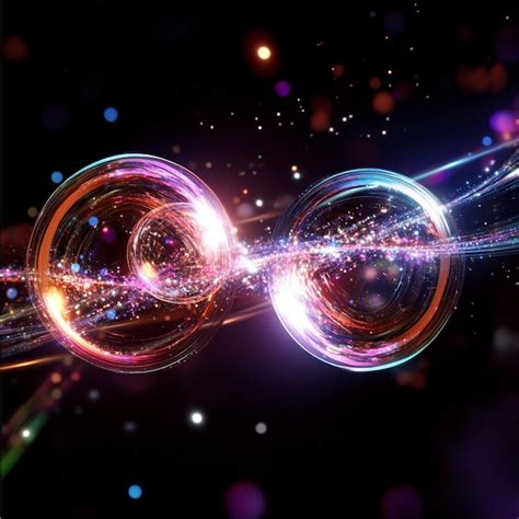 A Visual Of Quantum Entanglement Showing Two Particles Interacting Instantaneously Across Vast