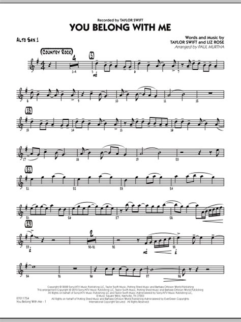 You Belong With Me Alto Sax 1 By Paul Murtha Sheet Music For Jazz