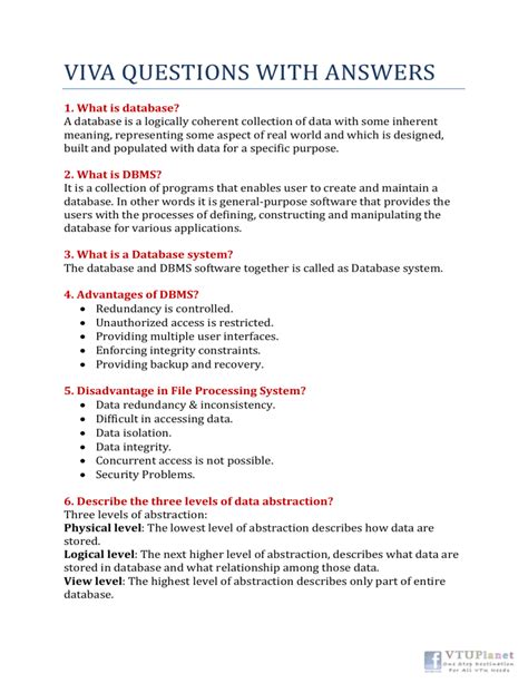 Dbms Viva Questions And Answers Database Concepts Explained