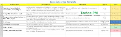 Lessons Learned Template Excel Download Lessons Learned Lesson Project Management Templates