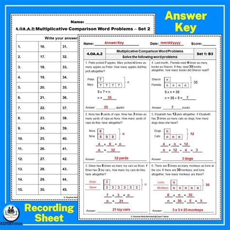 Free Multiplicative Comparison Word Problems Worksheet Grade 4