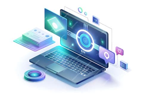 Modern Laptop With Holographic Ai Qa And Metrics Icons In A Digital