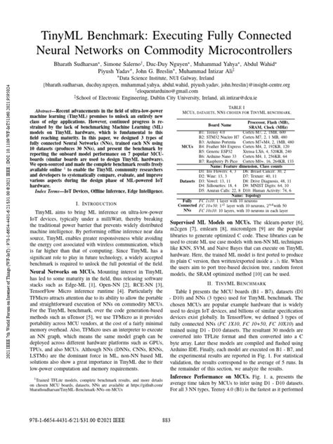Tinyml Benchmark Executing Fully Connected Neural Networks On Commodity