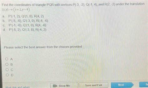 find the coordinates of triangle pqr with vertices p 3 2 q 1 4