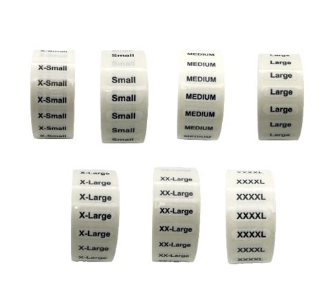 Wrap Around Size Labels XXS XXXL Advance Displays