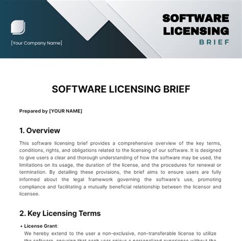 Free Software Licensing Brief Template To Edit Online