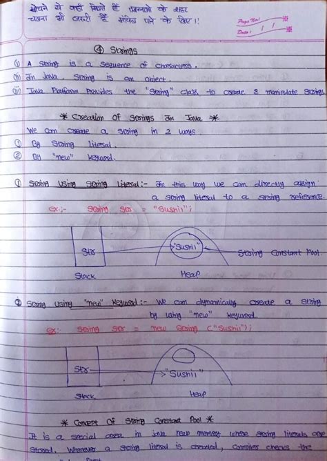 Strings In Java Handwritten Notes Connect 4 Programming