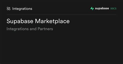 Supabase Marketplace Supabase Docs