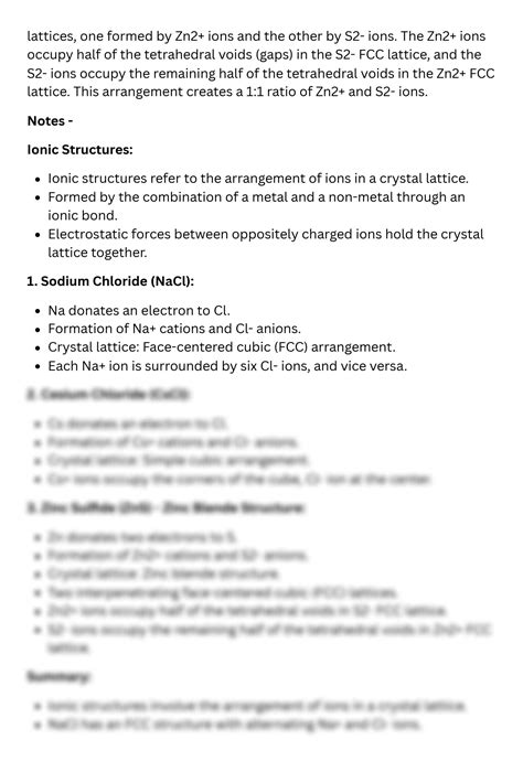 SOLUTION Ionic Structures Nacl Cscl Zns Zinc Blende Studypool