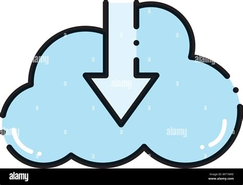 Dashed Line Cloud Data Connection Downloading Server Vector