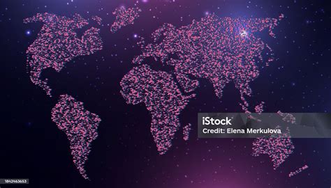 Wireframe Globe Map Cyber Security World Protection Concept With Glowing Low Poly Guard