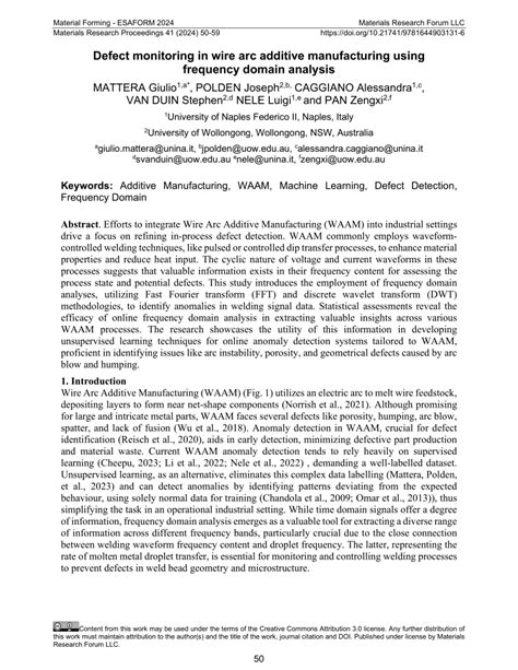 Pdf Defect Monitoring In Wire Arc Additive Manufacturing Using