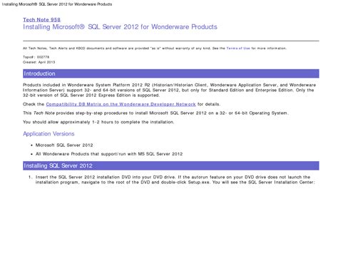 Solution Installing Microsoft Sql Server 2012 For Wonderware Products